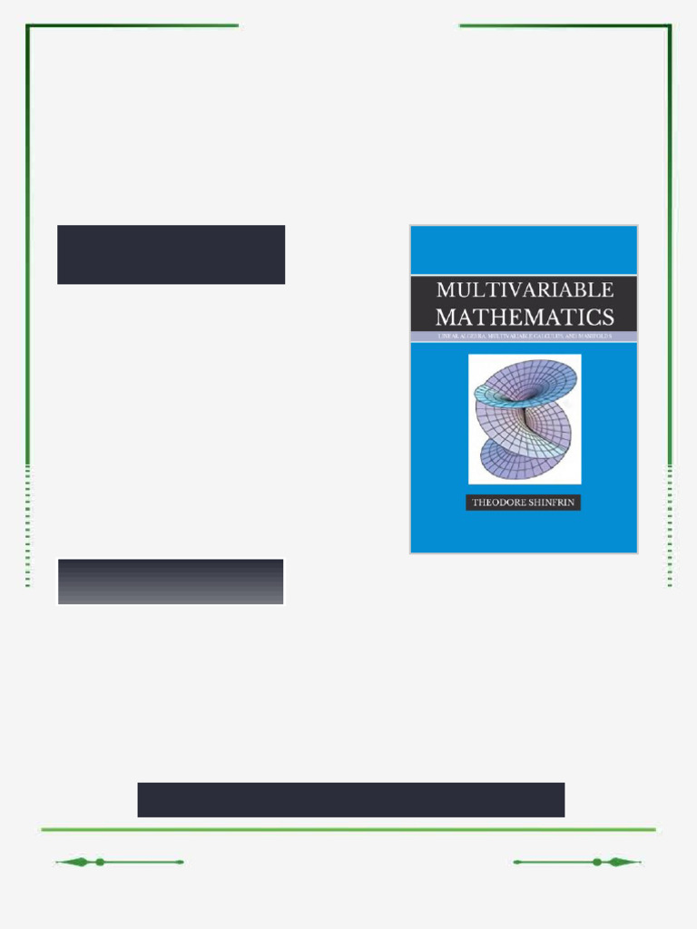 Multivariable Mathematics Linear Algebra Multivariable Calculus and ...