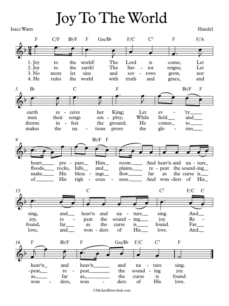 Joy to the World F Major | PDF | Christian Hymns | Hymns