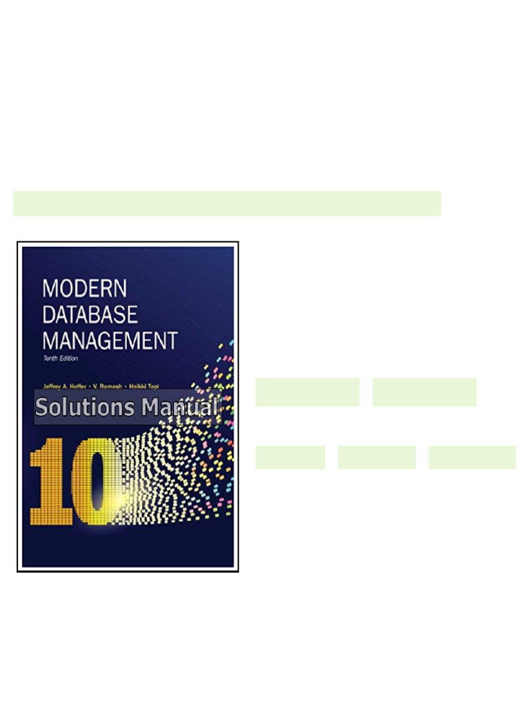 Modern Database Management 10th Edition Hoffer Solutions Manual available full chapters | PDF ...