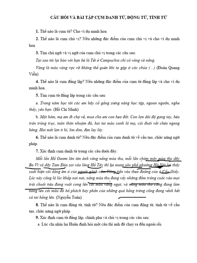 BÀI TẬP _CỤM TỪ | PDF