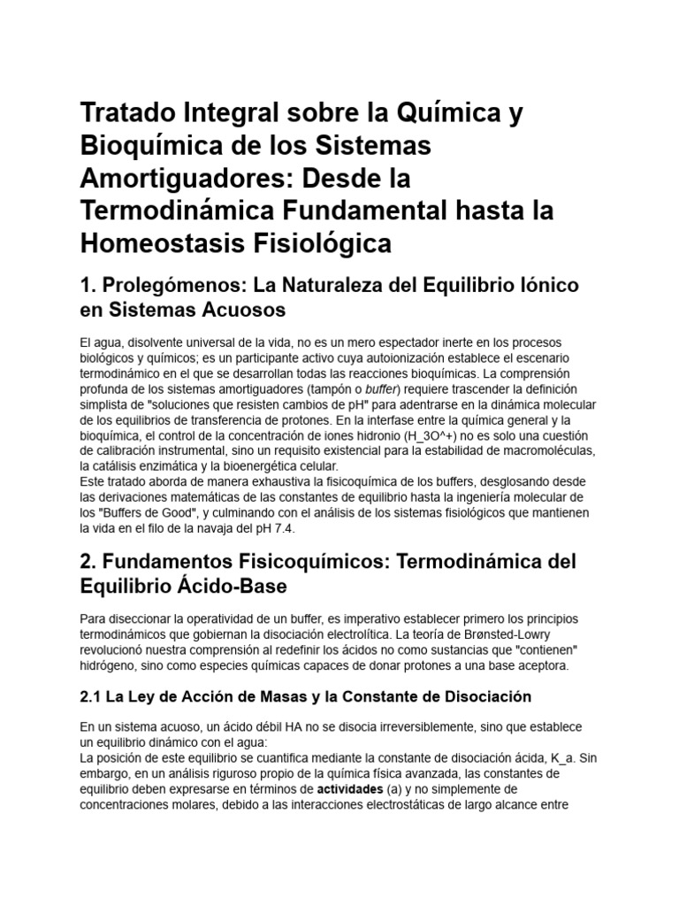Química y Bioquímica de Buffers | PDF | Solución tampón | Constante de ...