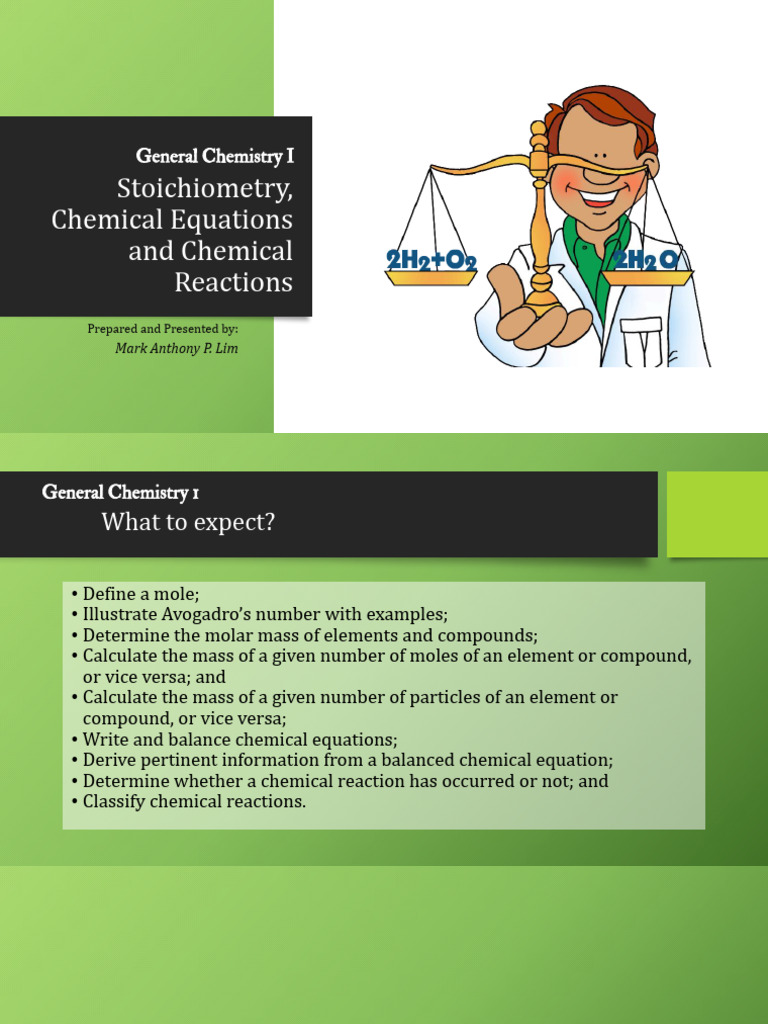 STOICHIOMETRY - CHEMICAL EQUATIONS - REACTIONS | PDF | Mole (Unit ...