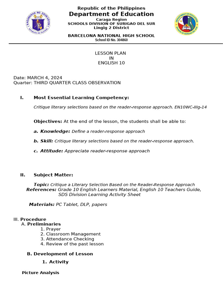 Lesson Plan 3rd Qtr CO | PDF | Lesson Plan | Learning
