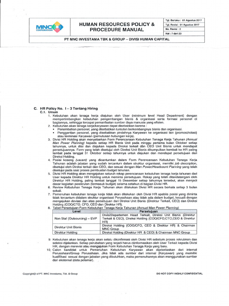 SOP No 1-3 - Aug2017 - Hiring | PDF