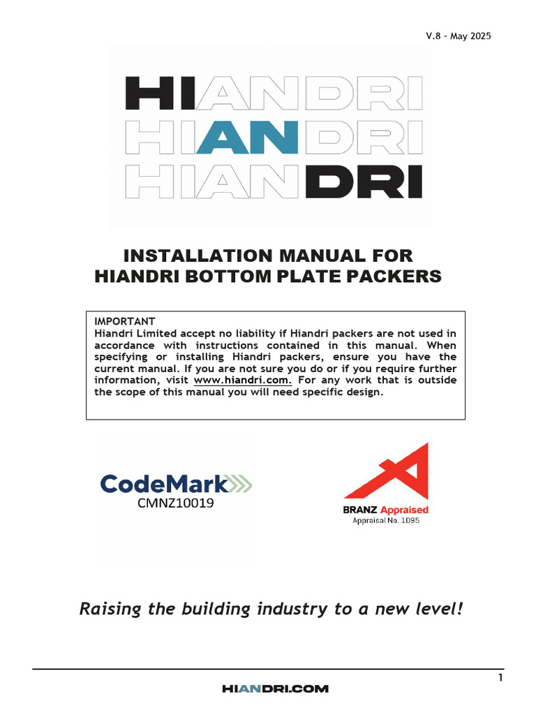 Hiandri Bottom Plate Packers Manual | PDF | Wall | Framing (Construction)
