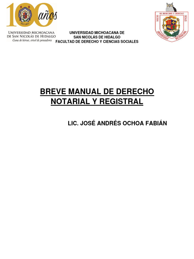 Breve Manual de Derecho Notarial y Regis | PDF | Nueva españa