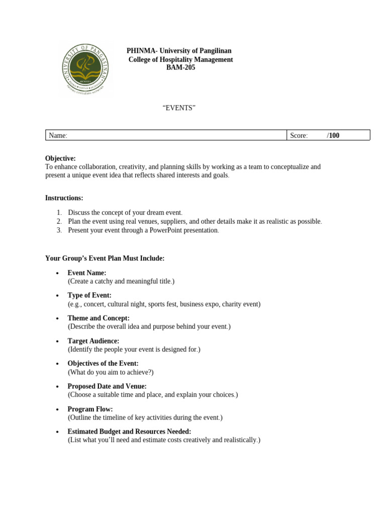 Event Planning Project Guidelines | PDF