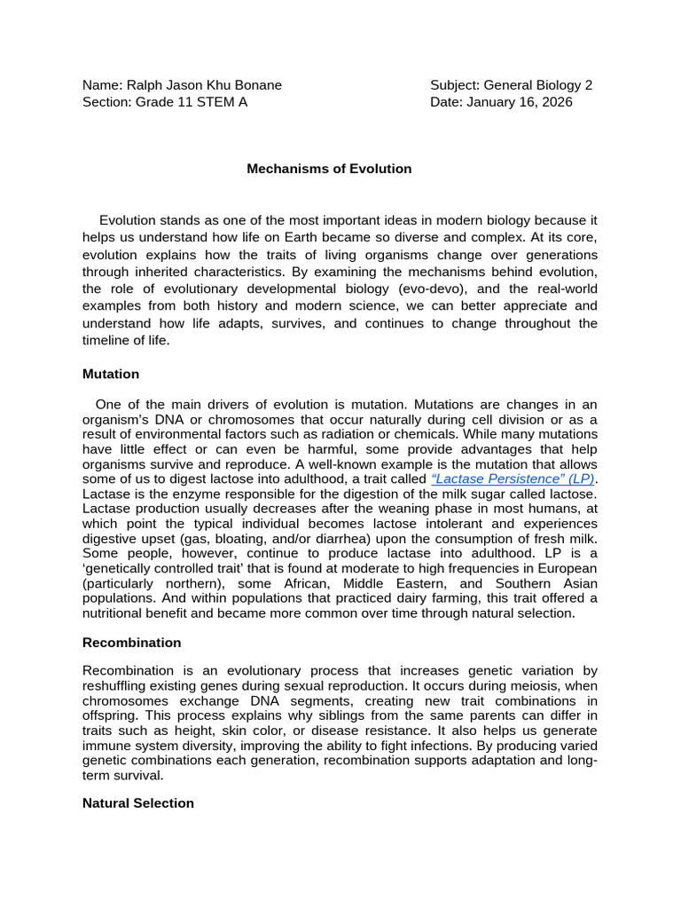 Untitled Document (1) | PDF | Natural Selection | Evolution