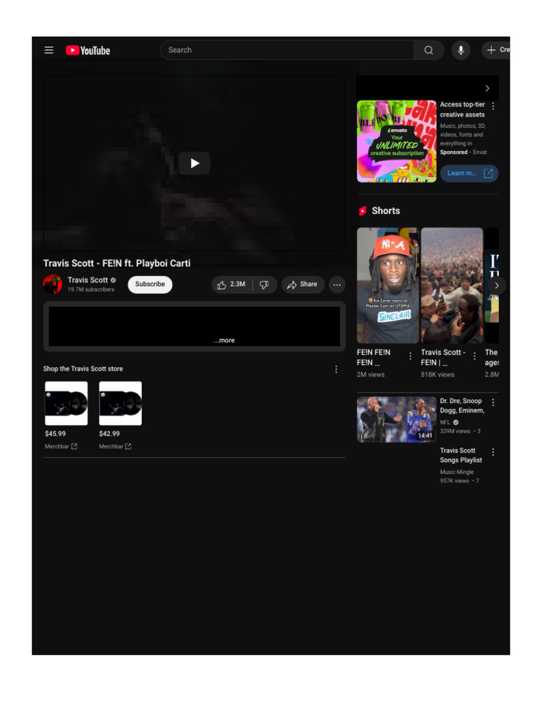 Travis Scott - FE!N Ft. Playboi Carti - YouTube | PDF | American ...
