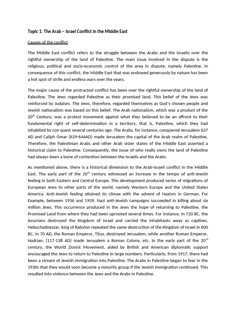 The Arab-Israeli and The Middle East Conflict | PDF | Israel | World ...