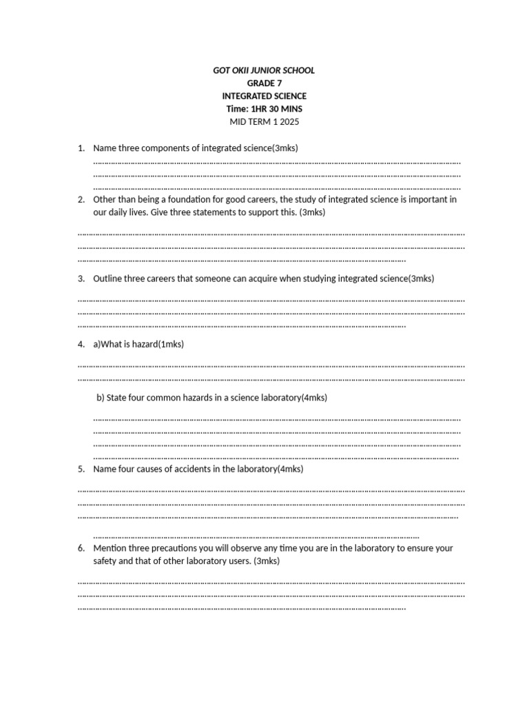 Got Okii Junior School Grade 7 Science | PDF | Chess Theory | Chess