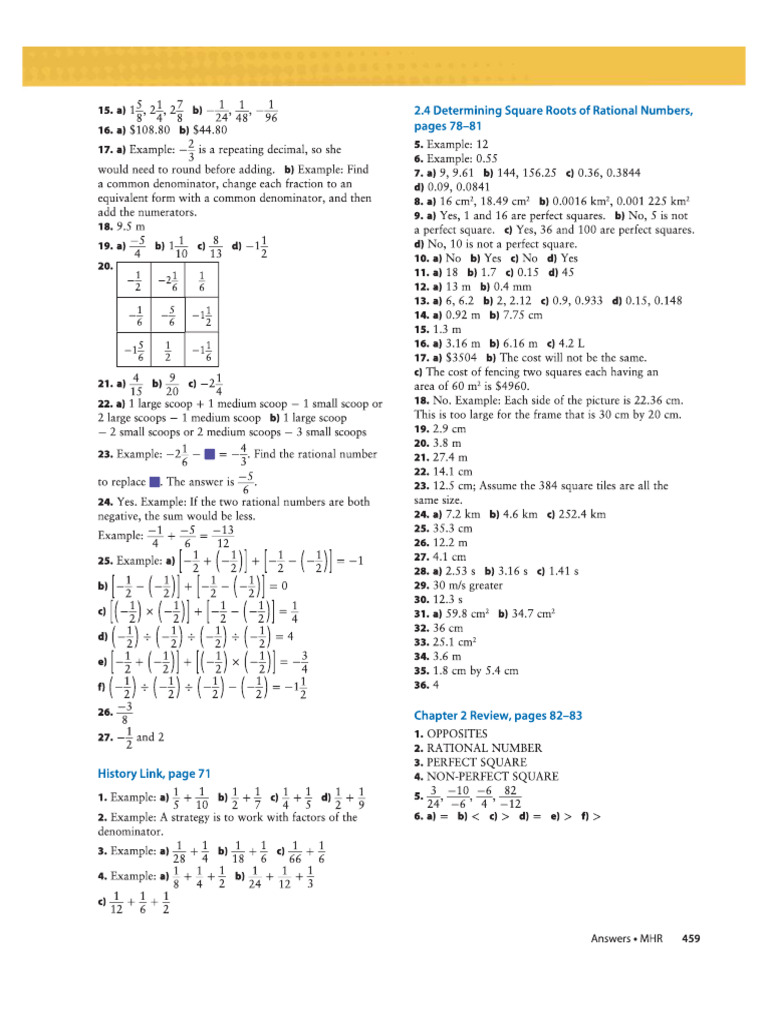 Rational+Numbers+Chapter+Review+ANSWER+KEY | PDF