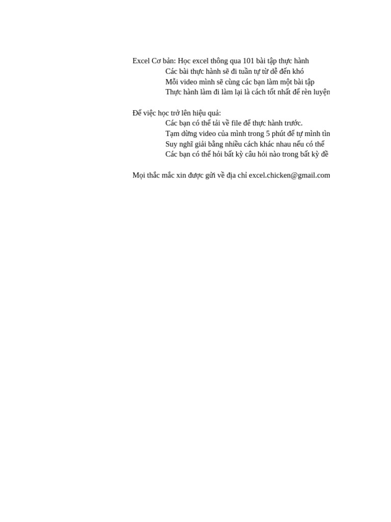 101 Bai Tap Thuc Hanh Excel | PDF
