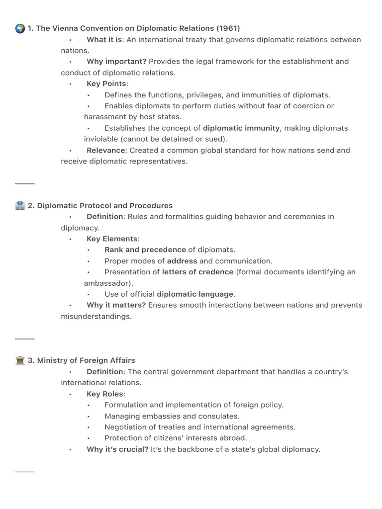 ? 1. The Vienna Convention on Diplomatic Relations (1961) | PDF ...