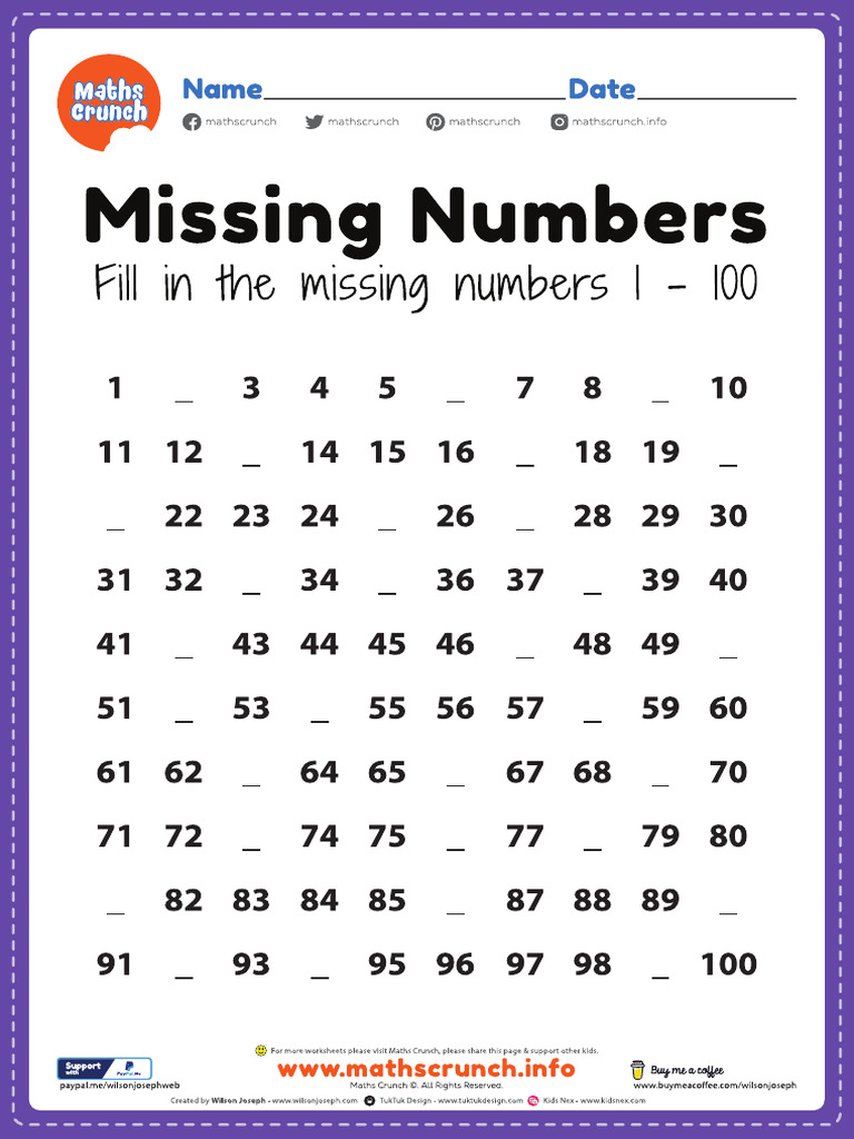 04 Math Worksheet Missing Numbers | PDF