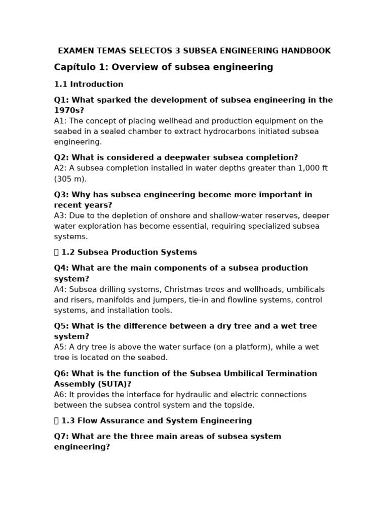 Examen Temas Selectos 3 Subsea Engineering Handbook | PDF