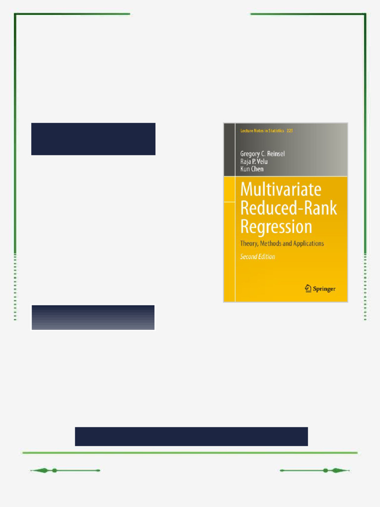 Multivariate Reduced-Rank Regression: Theory, Methods and Applications 2nd Edition Gregory C ...