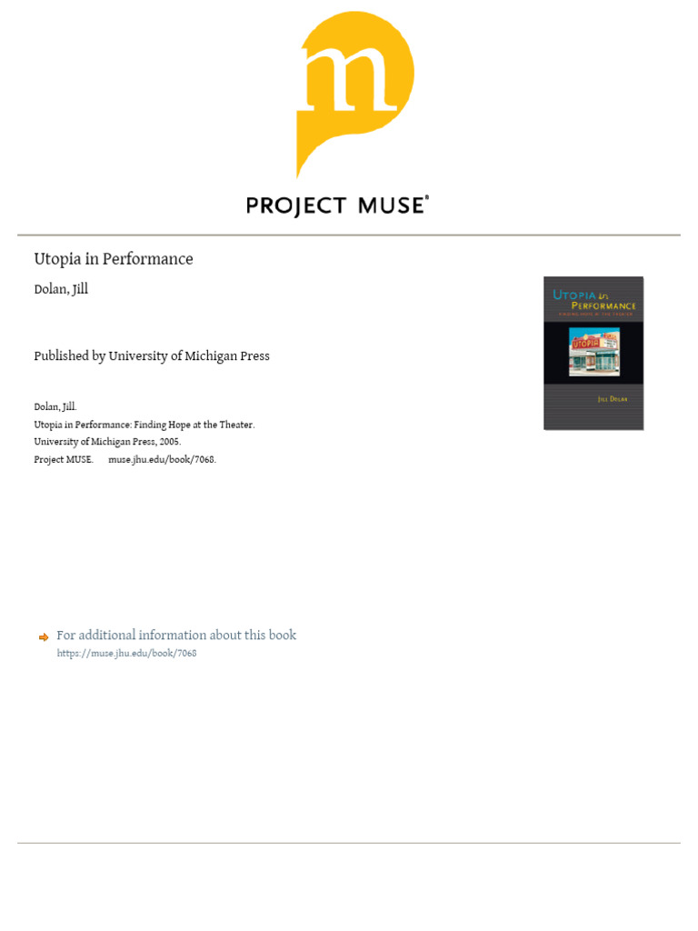 Utopia in Performance: Hope Through Theater | PDF | Utopia | Public Sphere