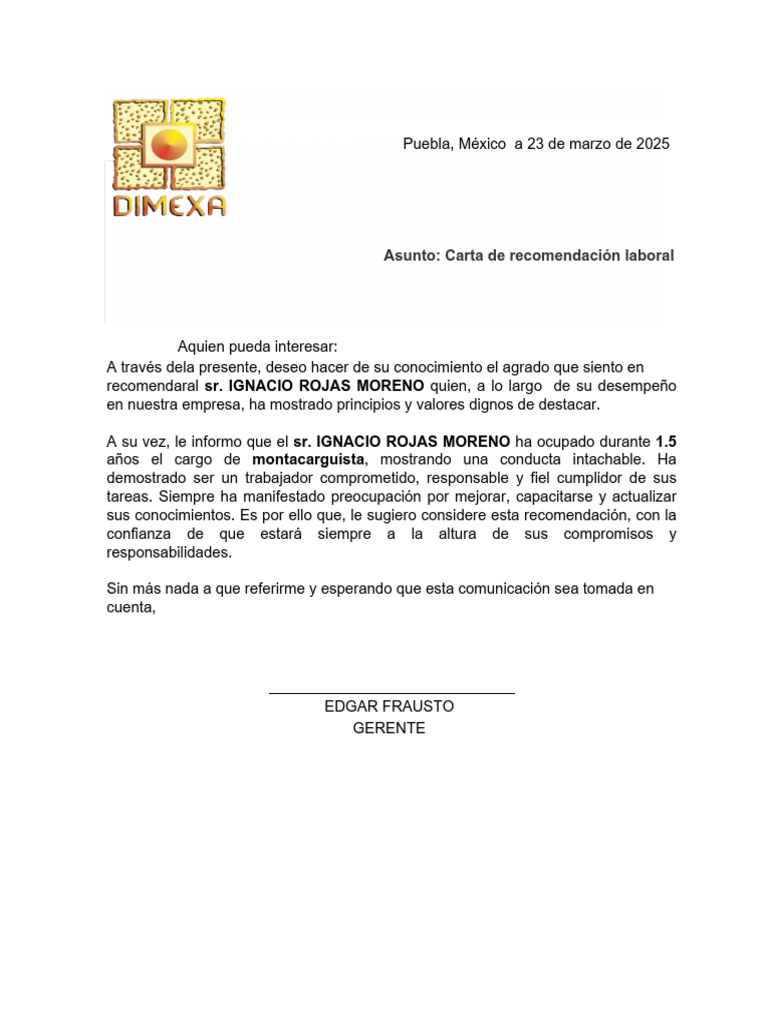 Carta de Recomendación IRM | PDF