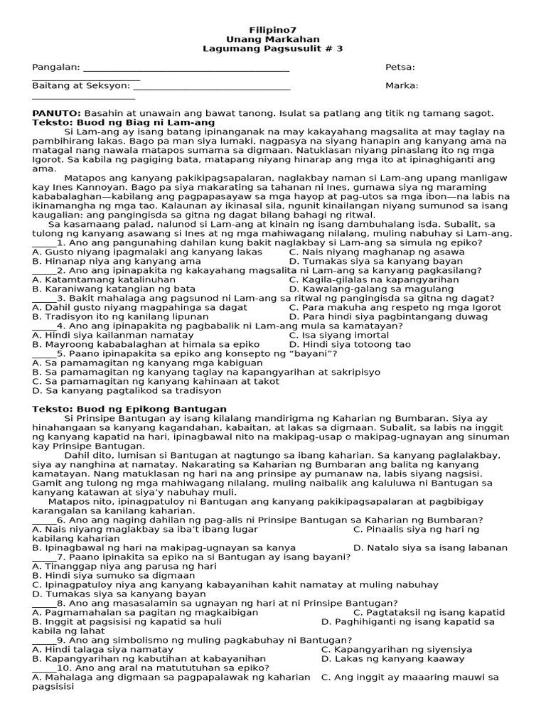 Fil7 Q1 ST3 2025-2026 | PDF