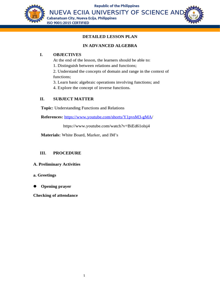 Detailed Lesson Plan | PDF