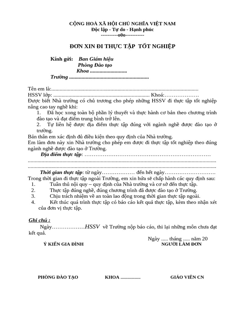 Mau Don Xin Thuc Tap 2 | PDF