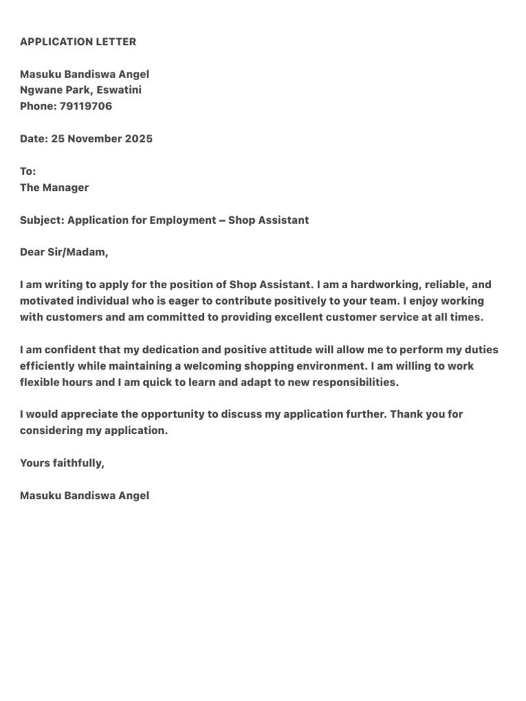 Application Letter | PDF