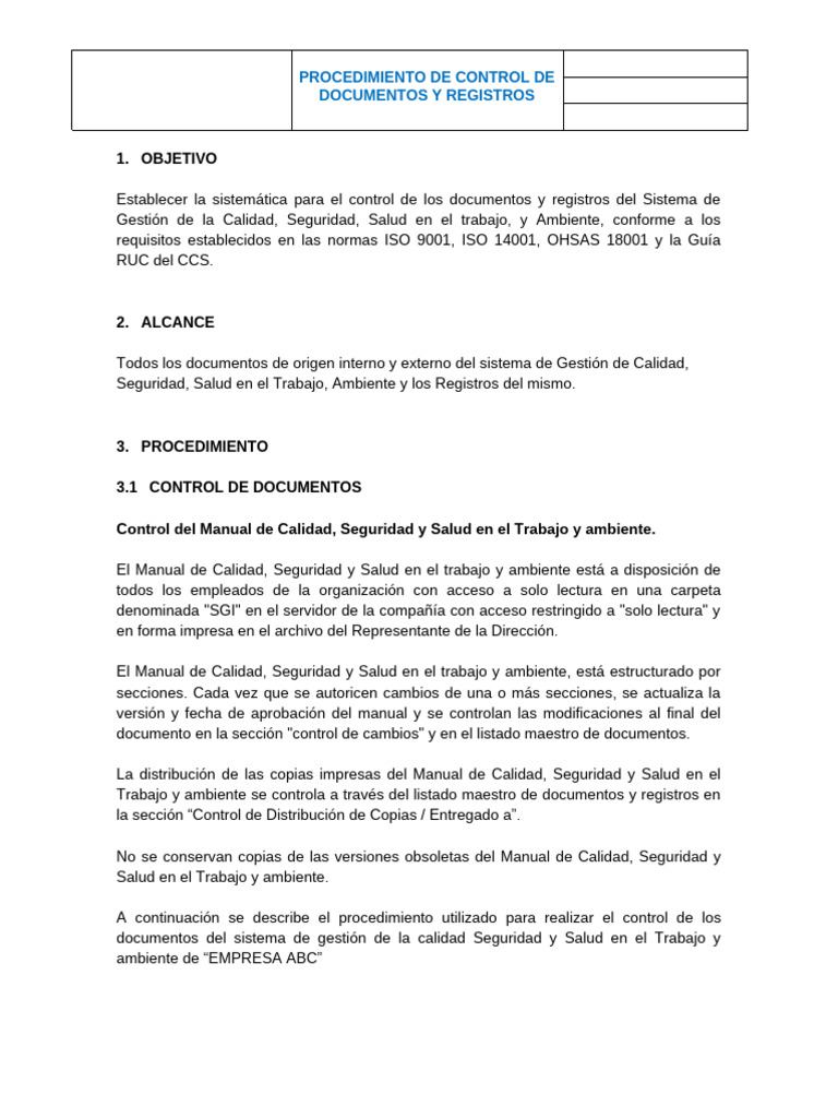 Control de Documentos y Registros ISO | PDF