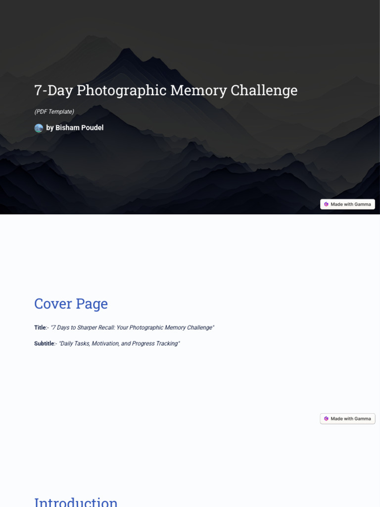 7 Day Photographic Memory Challenge (1) | PDF | Memory | Recall (Memory)