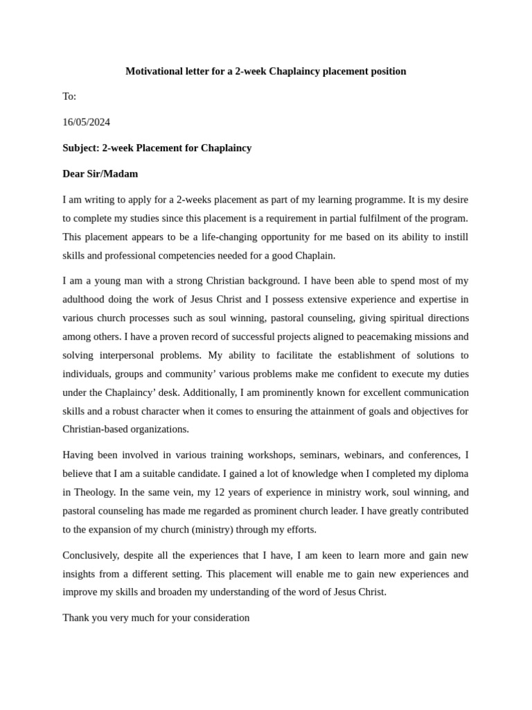 Motivational Letter | PDF