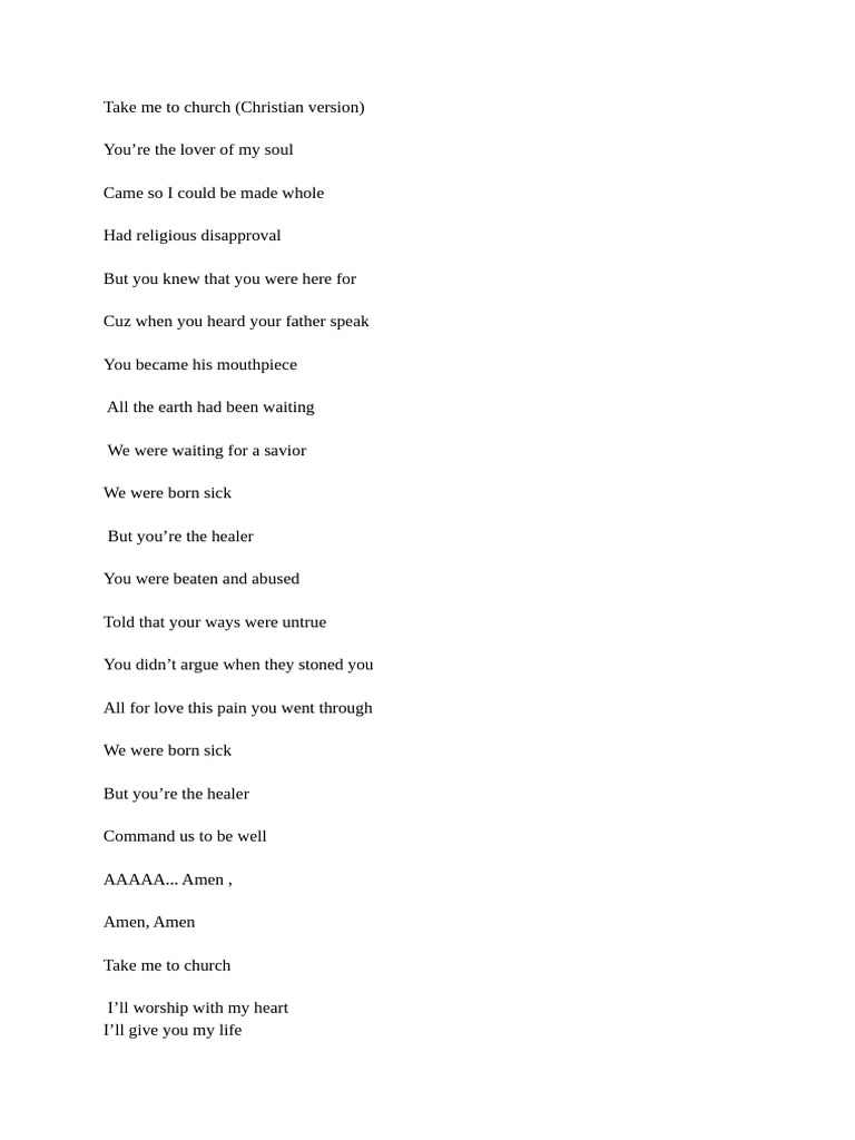 Christian Worship Song Lyrics | PDF