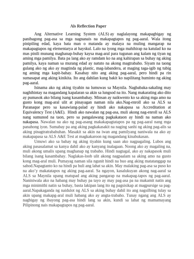 Als Reflection Paper | PDF