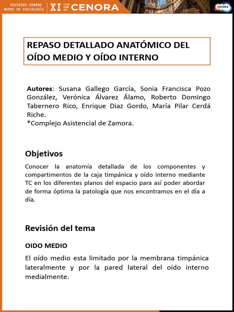 Anatomía del Oído Medio e Interno | PDF | Oído | Anatomía humana