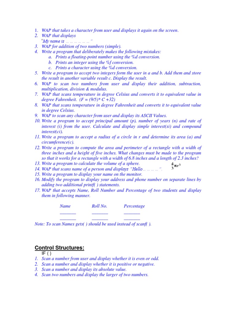 Basic Programming Exercises in C | PDF | Matrix (Mathematics ...