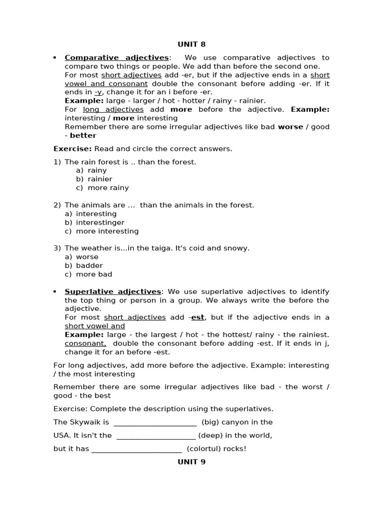 UNIT 8 | PDF | Verb | Adjective