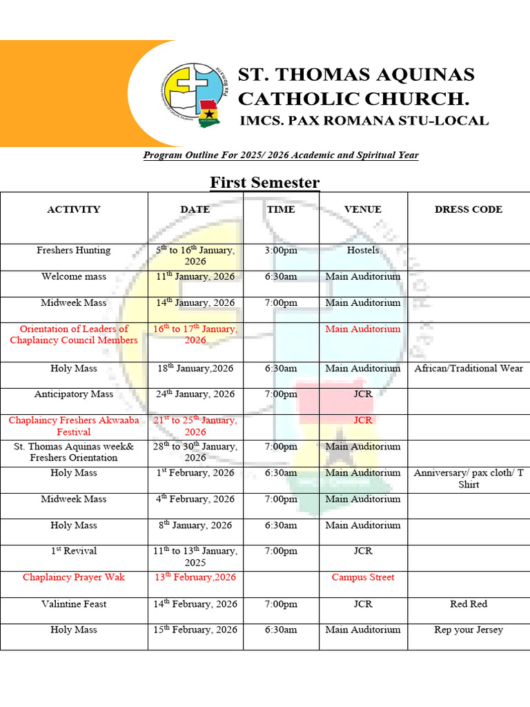2025/2026 Academic & Spiritual Program | PDF | Catholic Liturgy ...