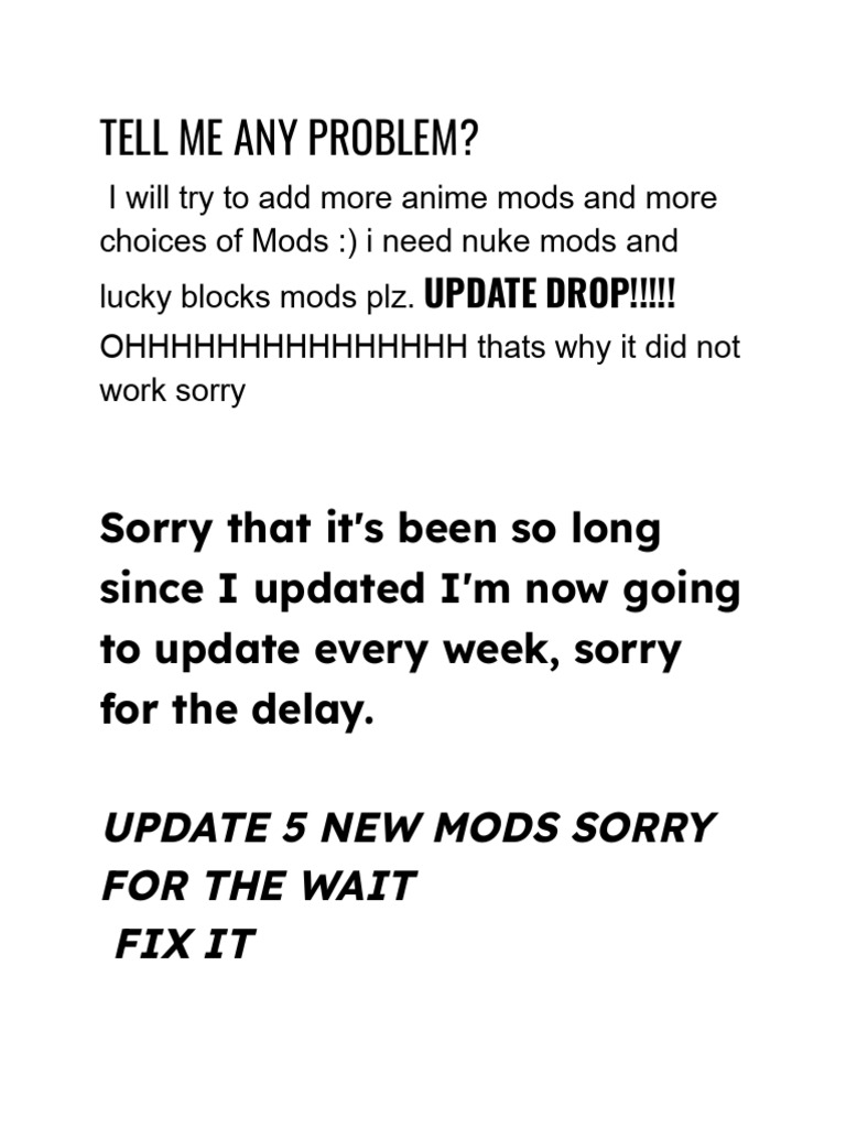 Anime Mods Update and Requests | PDF