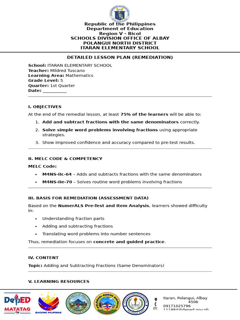 Detailed Lesson Plan | PDF | Lesson Plan | Learning