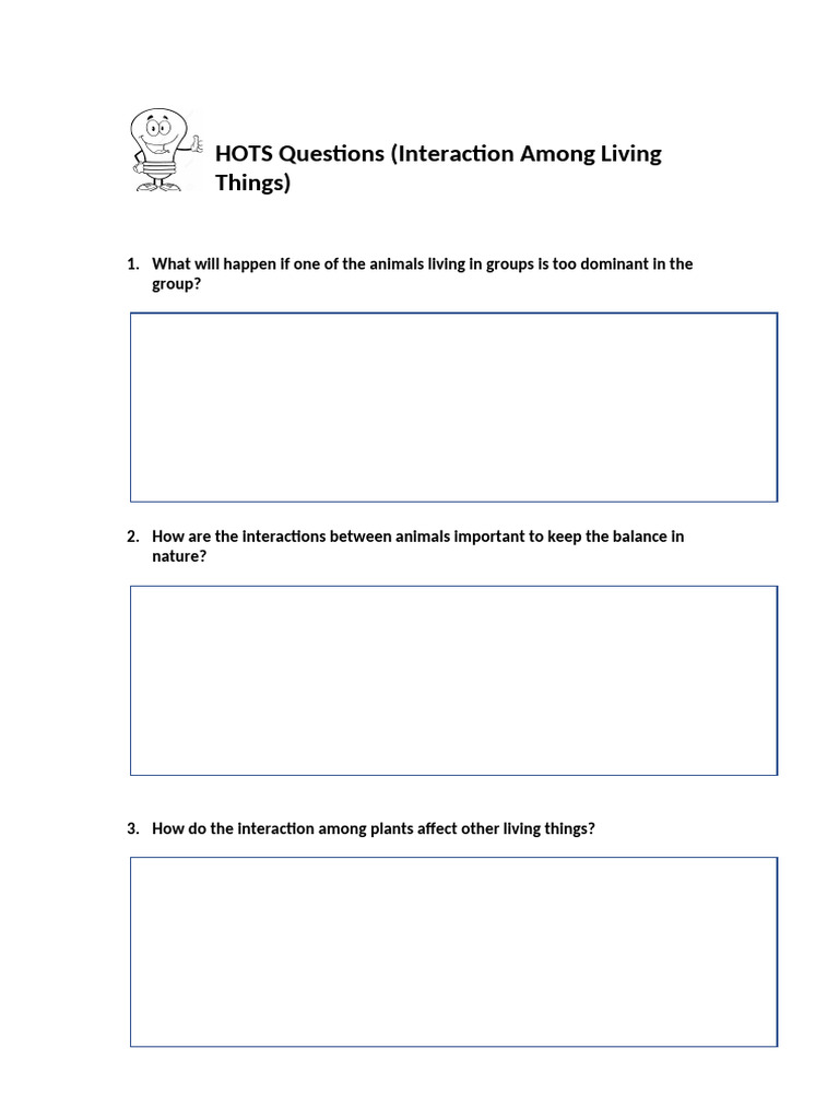HOTS Questions P6 - Interaction | PDF