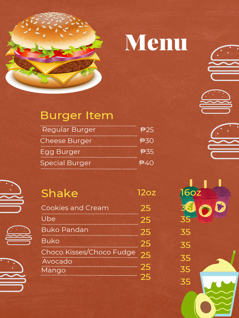 Orange and White Modern Burger Menu.pdf | PDF