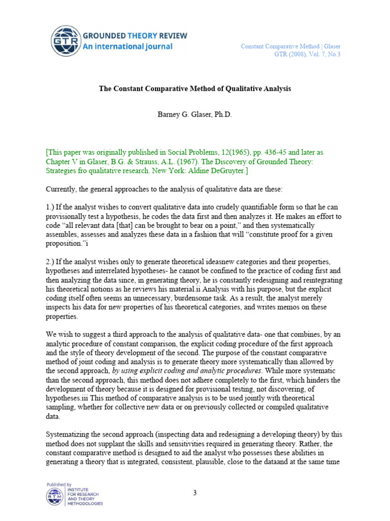 Constant Comparative Method Explained | PDF | Qualitative Research ...