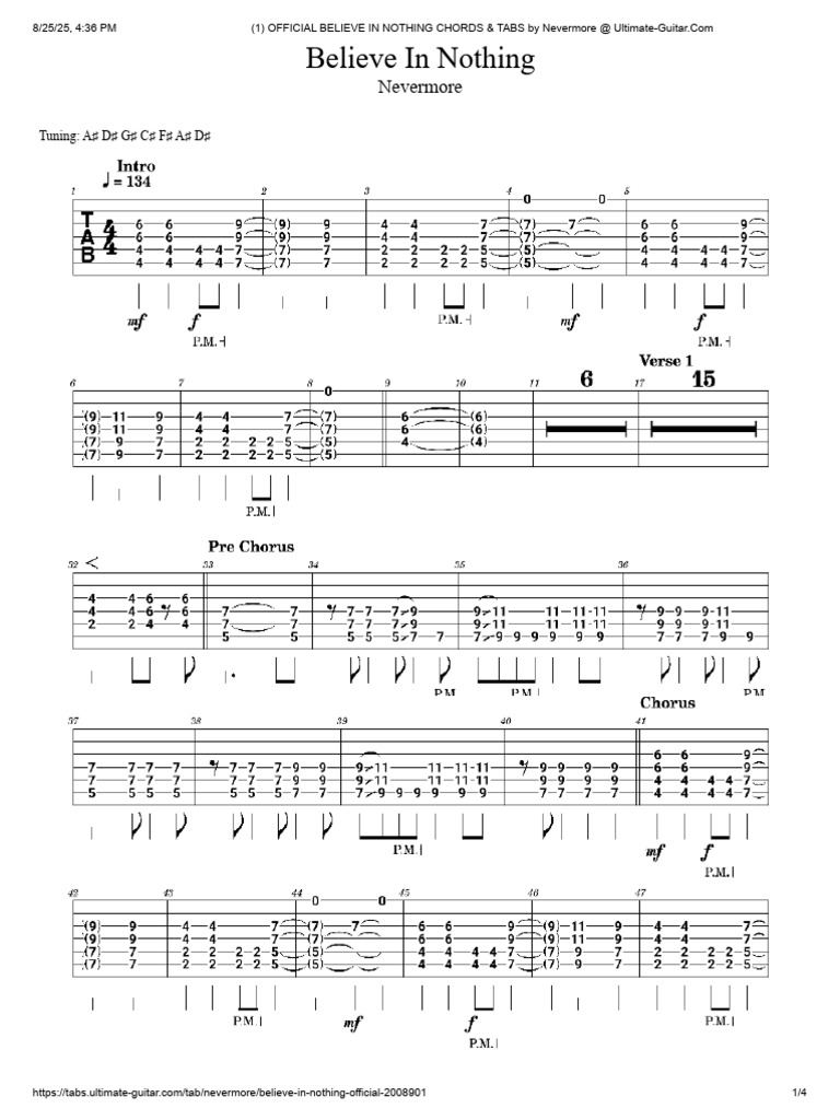 (1) Official Believe in Nothing Chords & Tabs by Nevermore @ Ultimate ...