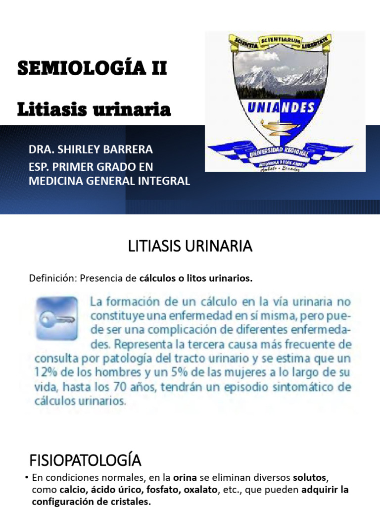 Litiasis urinaria | PDF | Medicina CLINICA | Enfermedades y trastornos