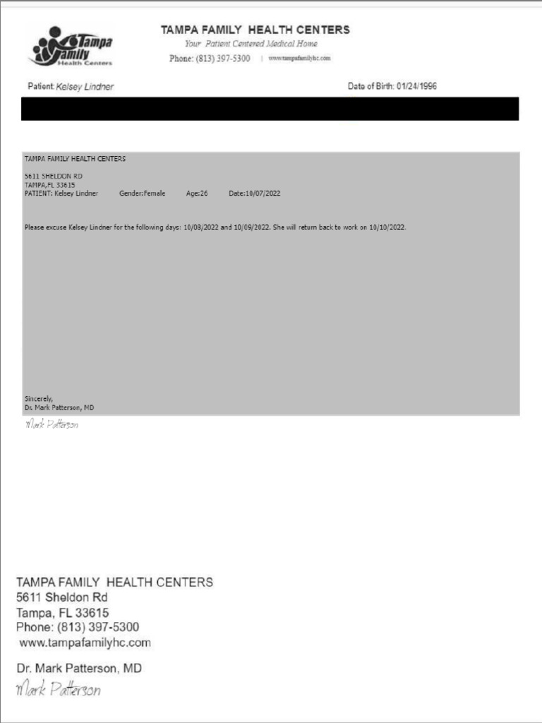 Kelsey Lindner Doctor Note | PDF