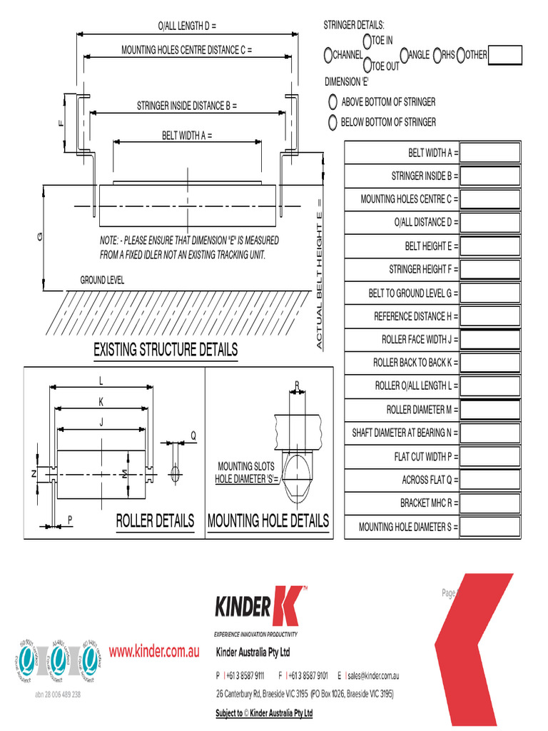 MASTER K Self Aligning Idlers Work Sheet 1 1 | PDF | Length