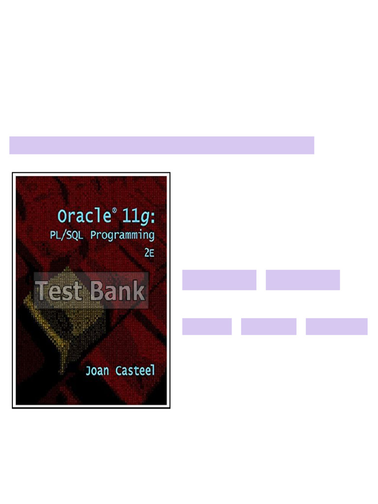 Oracle 11G PL SQL Programming 2nd Edition Casteel Test Bank full | PDF ...