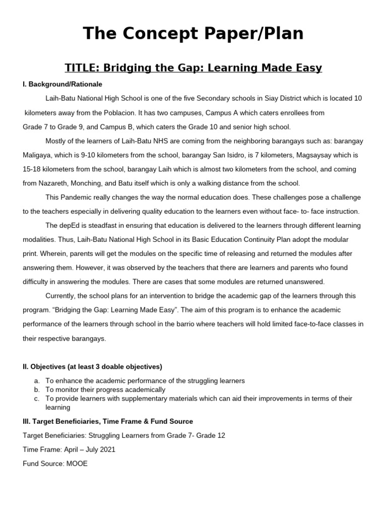 Concept-Paper-in-English | PDF | Teachers | Learning