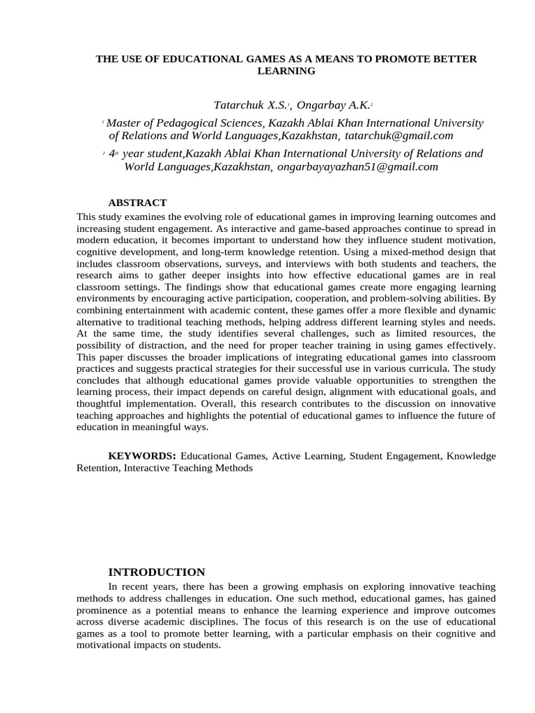 Games Article Right (Копия) | PDF | Employee Retention | Learning