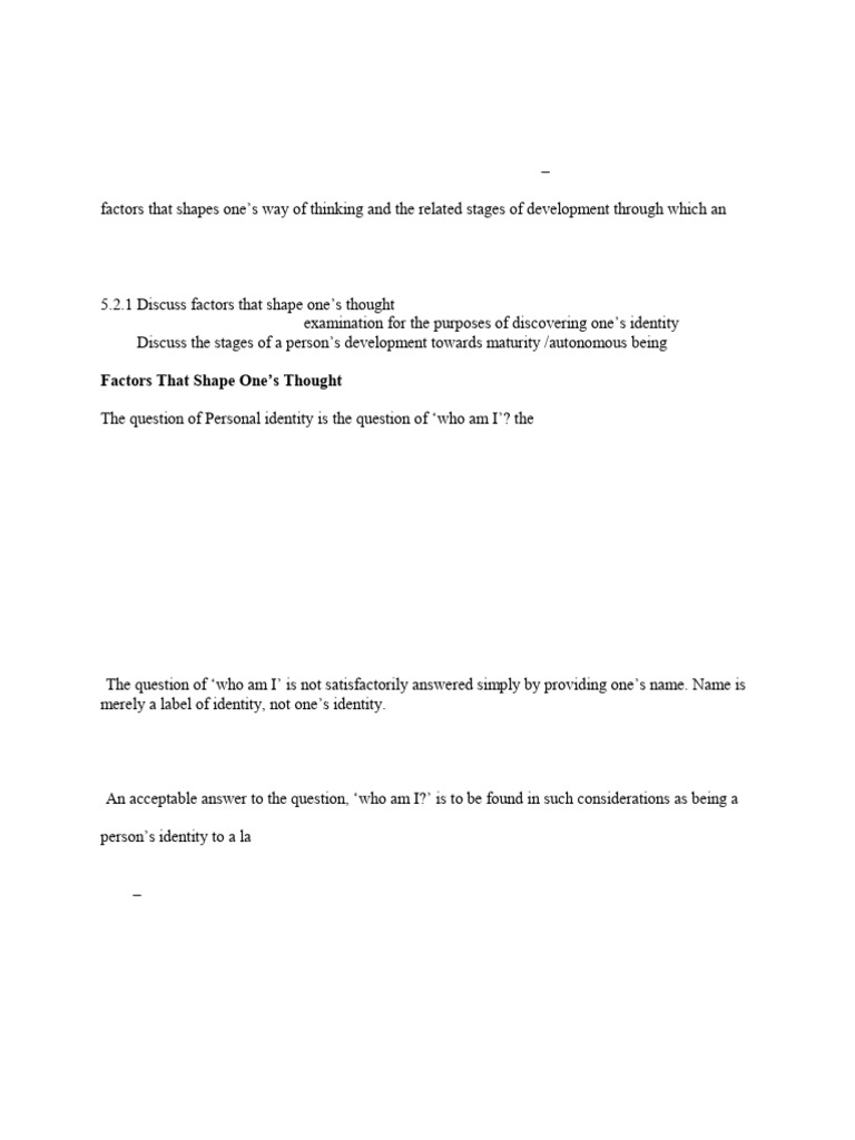Personal Identity & Levels of Thinking | PDF | Rationality | Thought