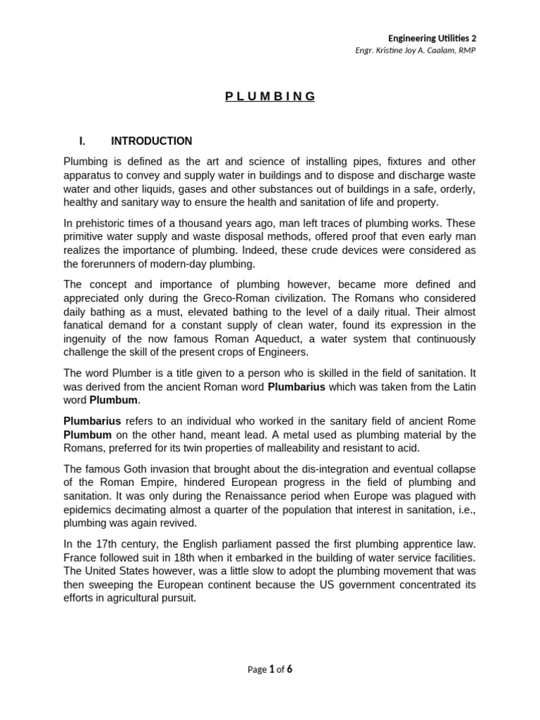 History and Importance of Plumbing | PDF | Groundwater | Aquifer